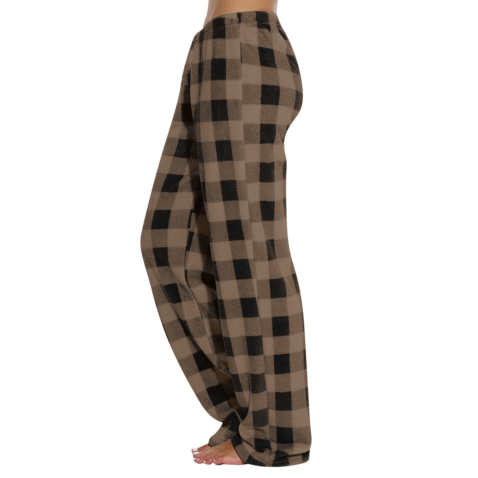 FrzhBrz Fluzzy Pajama Pants Women Cute Soft Fleece Plaid Pj Pants ...