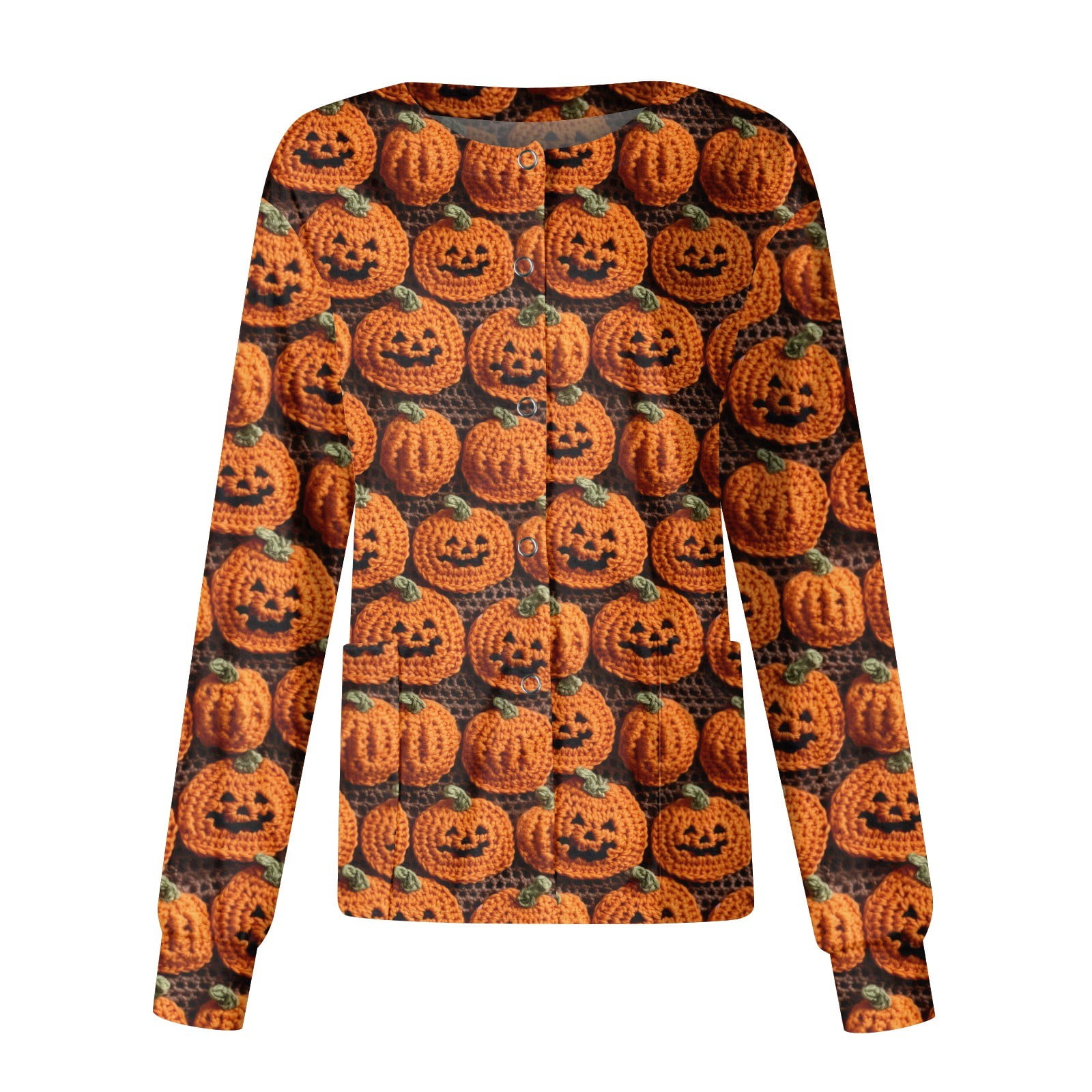 FrzhBrz Halloween Scrub Jackets for Women Snap Front Halloween Cute ...