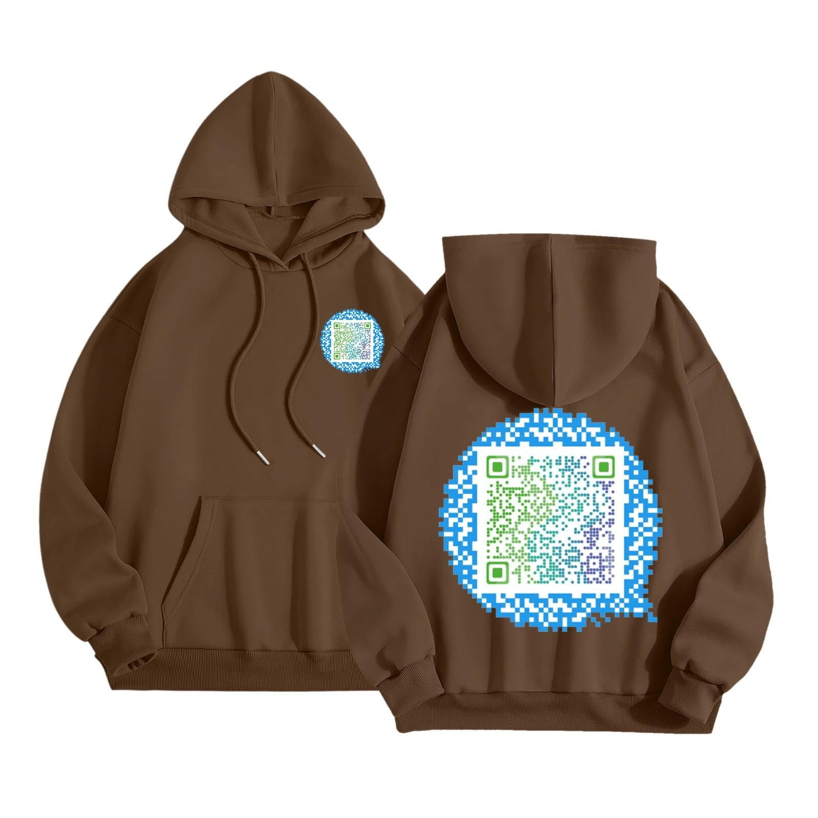 FrzhBrz Women's Funny QR Code Sweatshirt Oversized Hoodies Long Sleeve ...