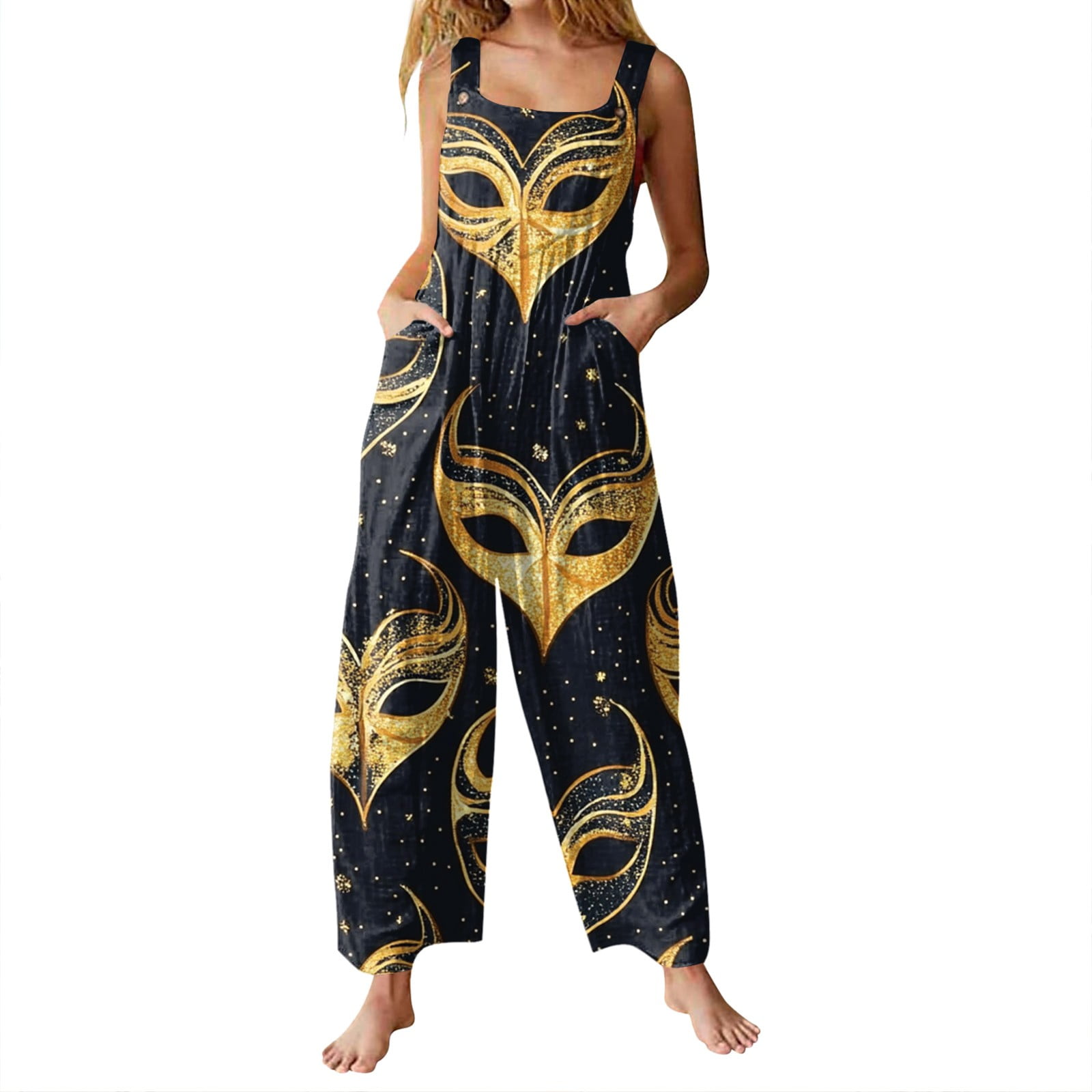 FrzhBrz Mardi Gras Jumpsuits for Women Casual Loose Rompers Pants Mardi ...