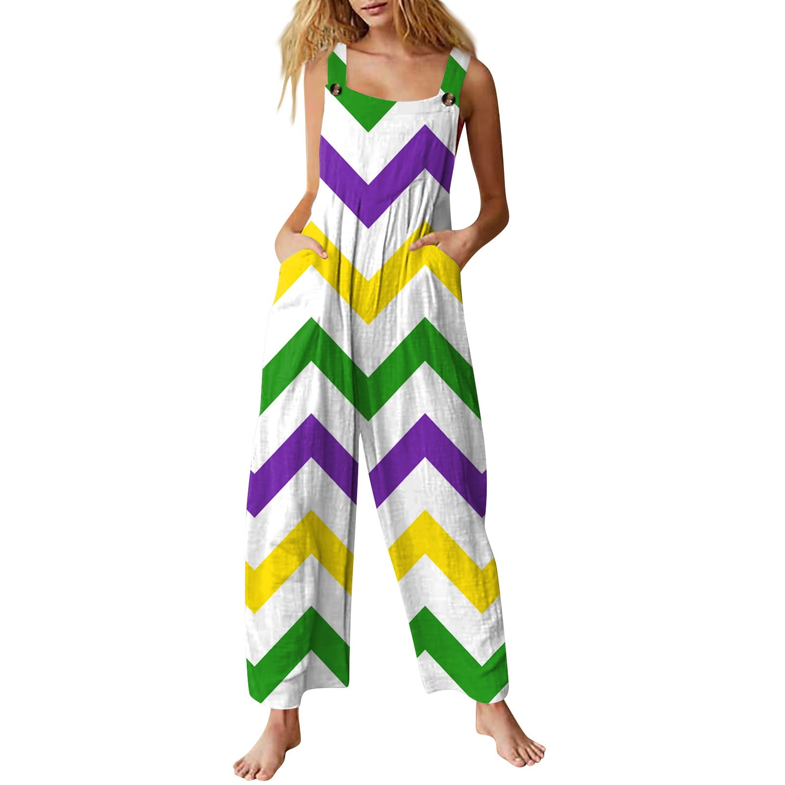 FrzhBrz Mardi Gras Women Jumpsuit Casual Loose Rompers Pants Carnival ...