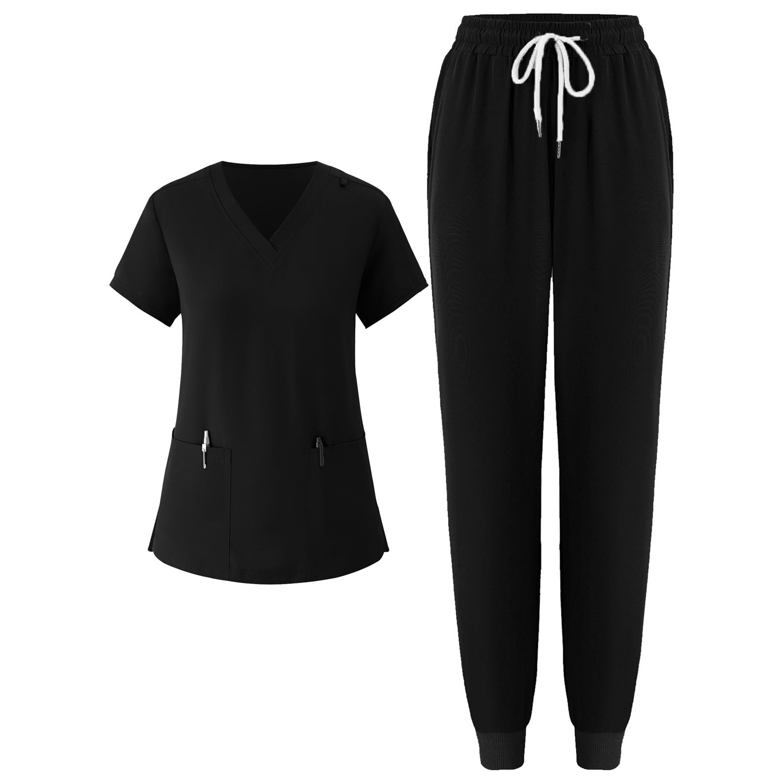 FrzhBrz Scrub Sets for Women Fall Scrub Sets Cozy Fit V-Neck Top ...