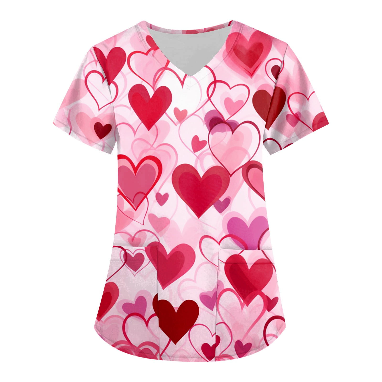 FrzhBrz Scrub Tops Women V Neck Nurse Uniforms Valentines Day Love ...