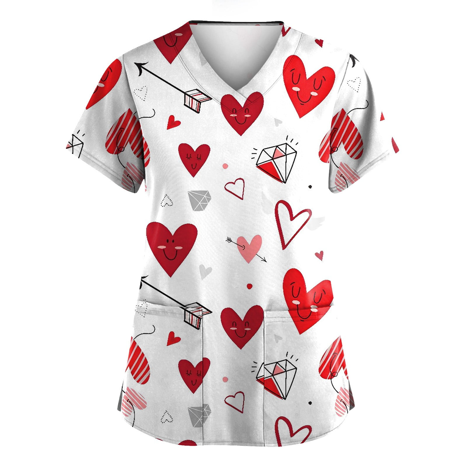 FrzhBrz Scrubs Tops for Women Valentine's Day Scrub Nursing Shirts for ...