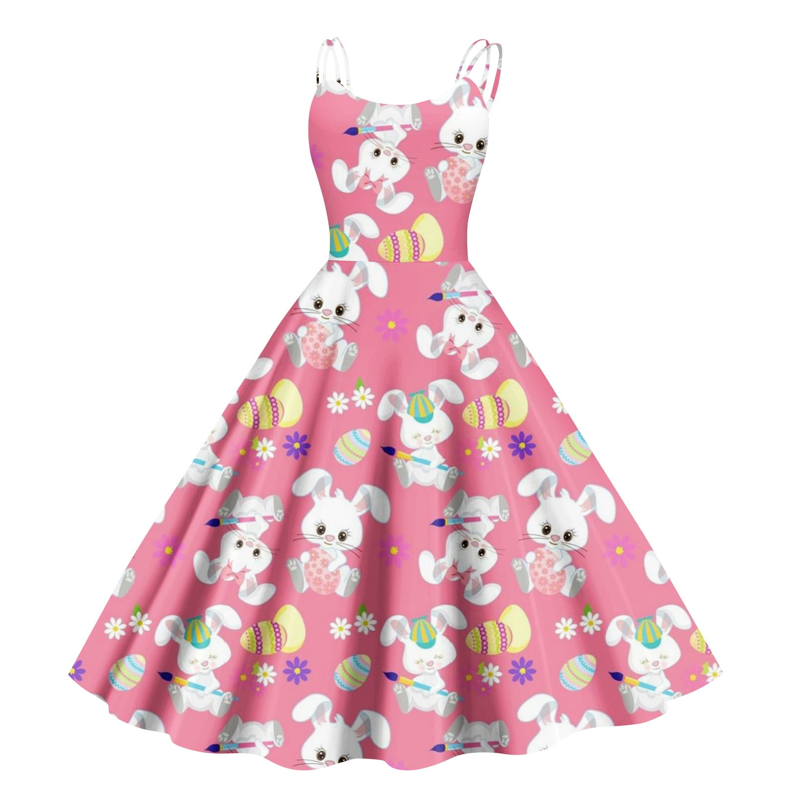 FrzhBrz Spring Dresses for Women 2025 Easter Cute Dresses for Women Swing Sleeveless Spaghetti ...