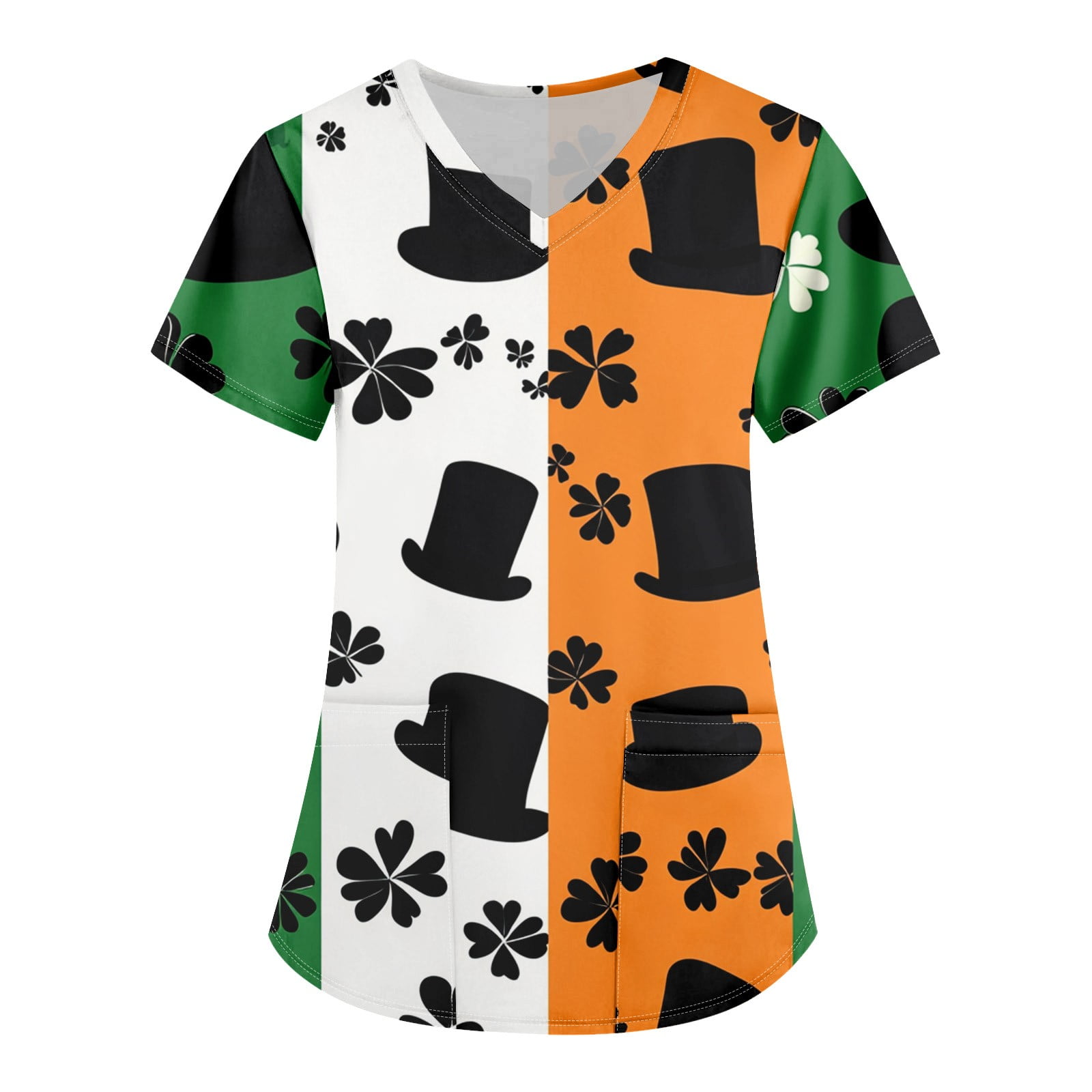 FrzhBrz St. Patrick's Day Scrubs Tops for Women Short Sleeve Scrub ...