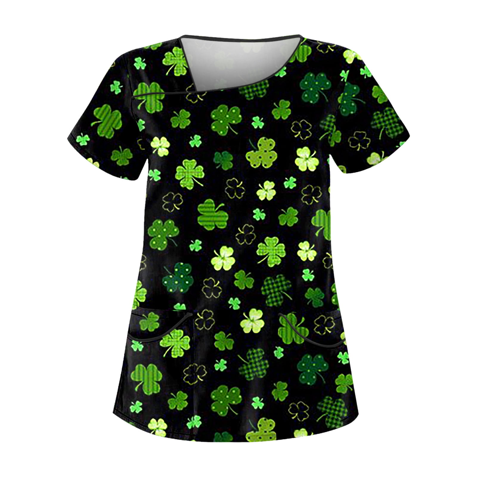 FrzhBrz St.Patricks Day Womens Short Sleeve Scrubs Stretch V Neck ...