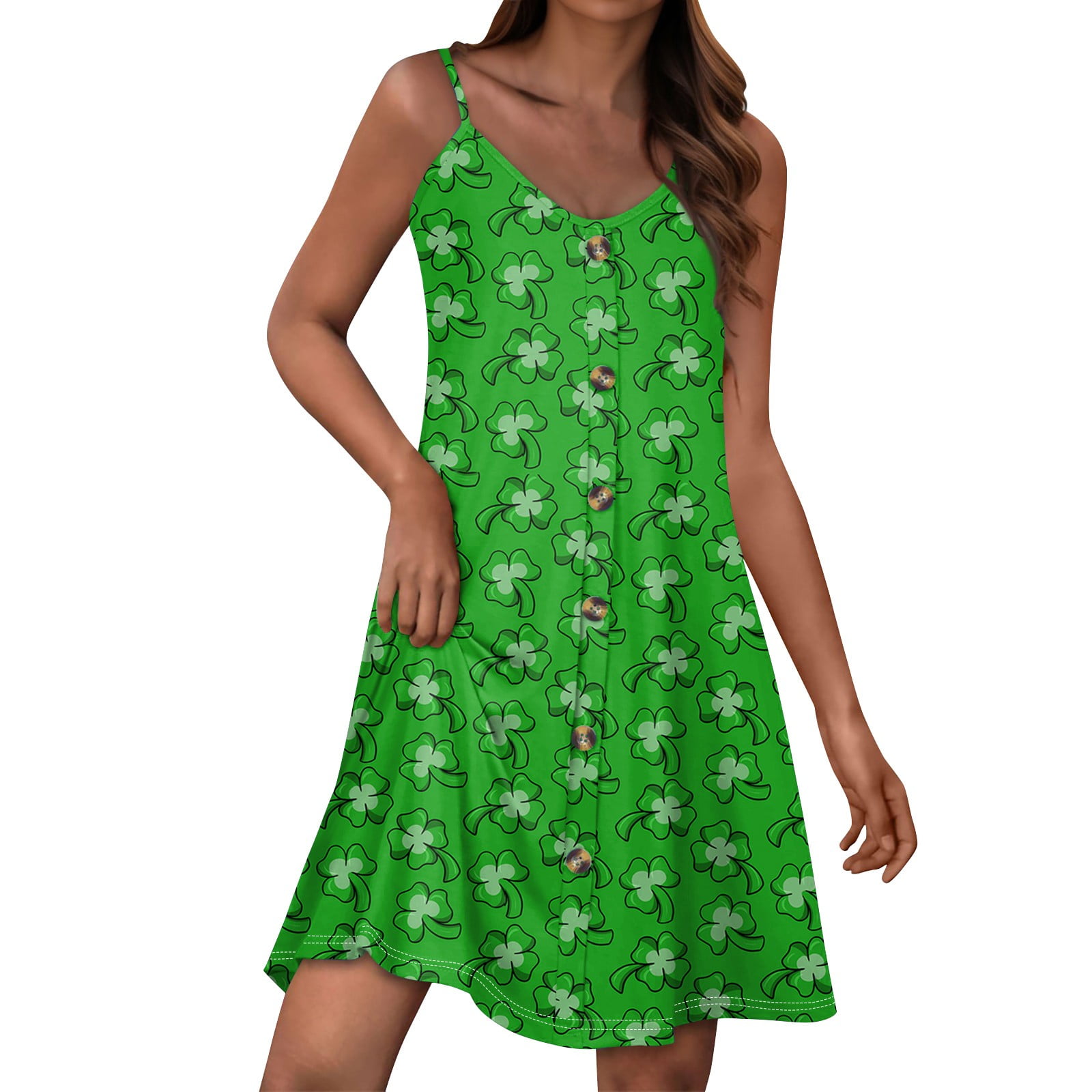 FrzhBrz Summer Dresses for Women Spaghetti Strap Button Down Sundress ...