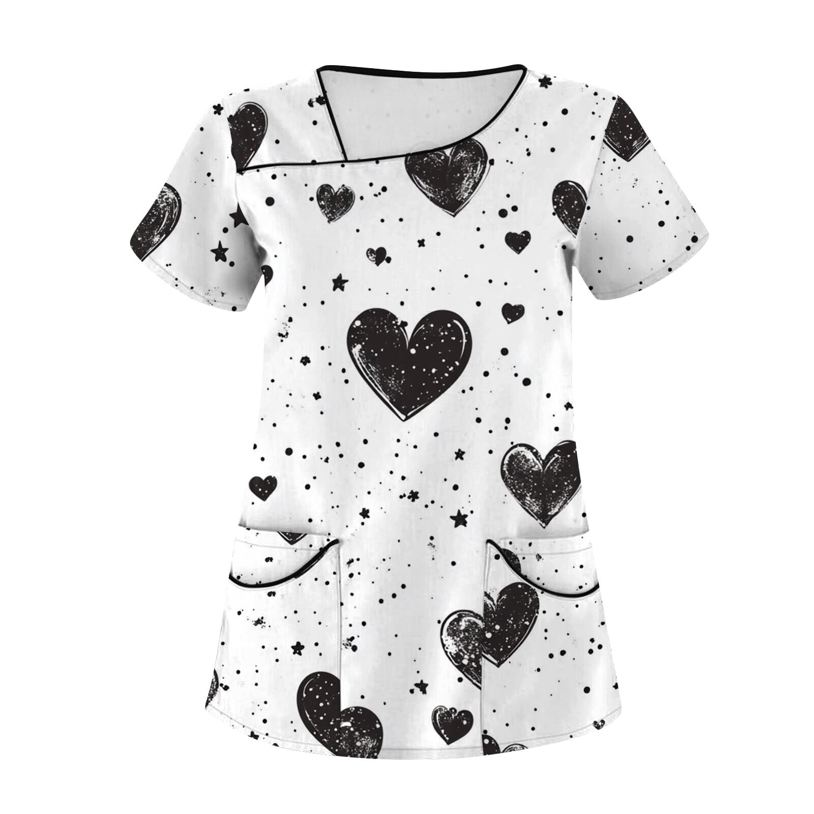 FrzhBrz Valentine's Day Nursing Uniform Scrub Top for Women V Neck ...