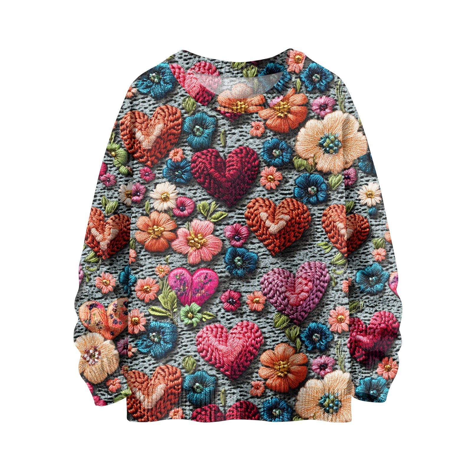 FrzhBrz Valentines Day Cute Love Heart Printed Sweater Womens Oversized ...