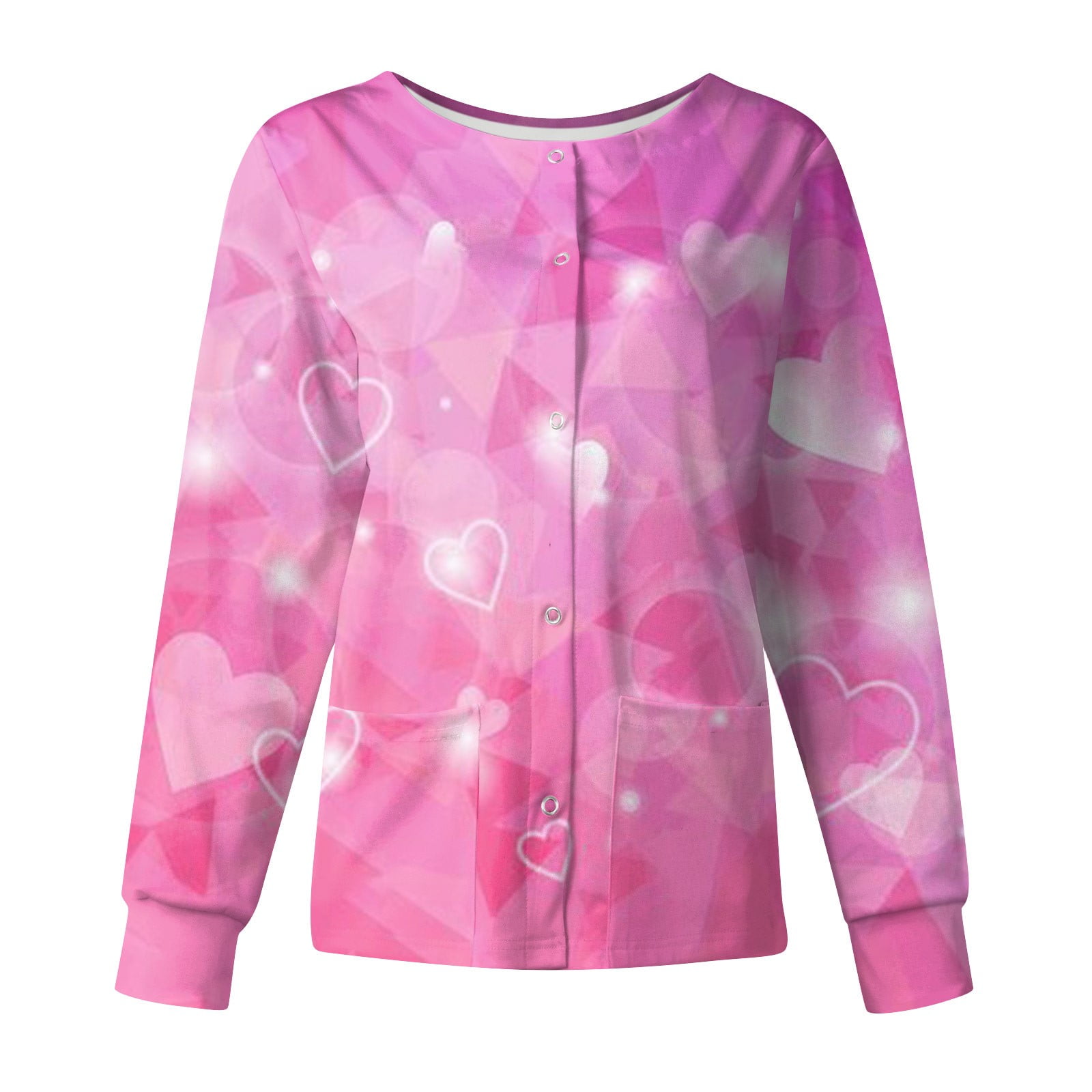 Frzhbrz Valentines Day Long Sleeve Scrubs Jacket For Women Love Heart