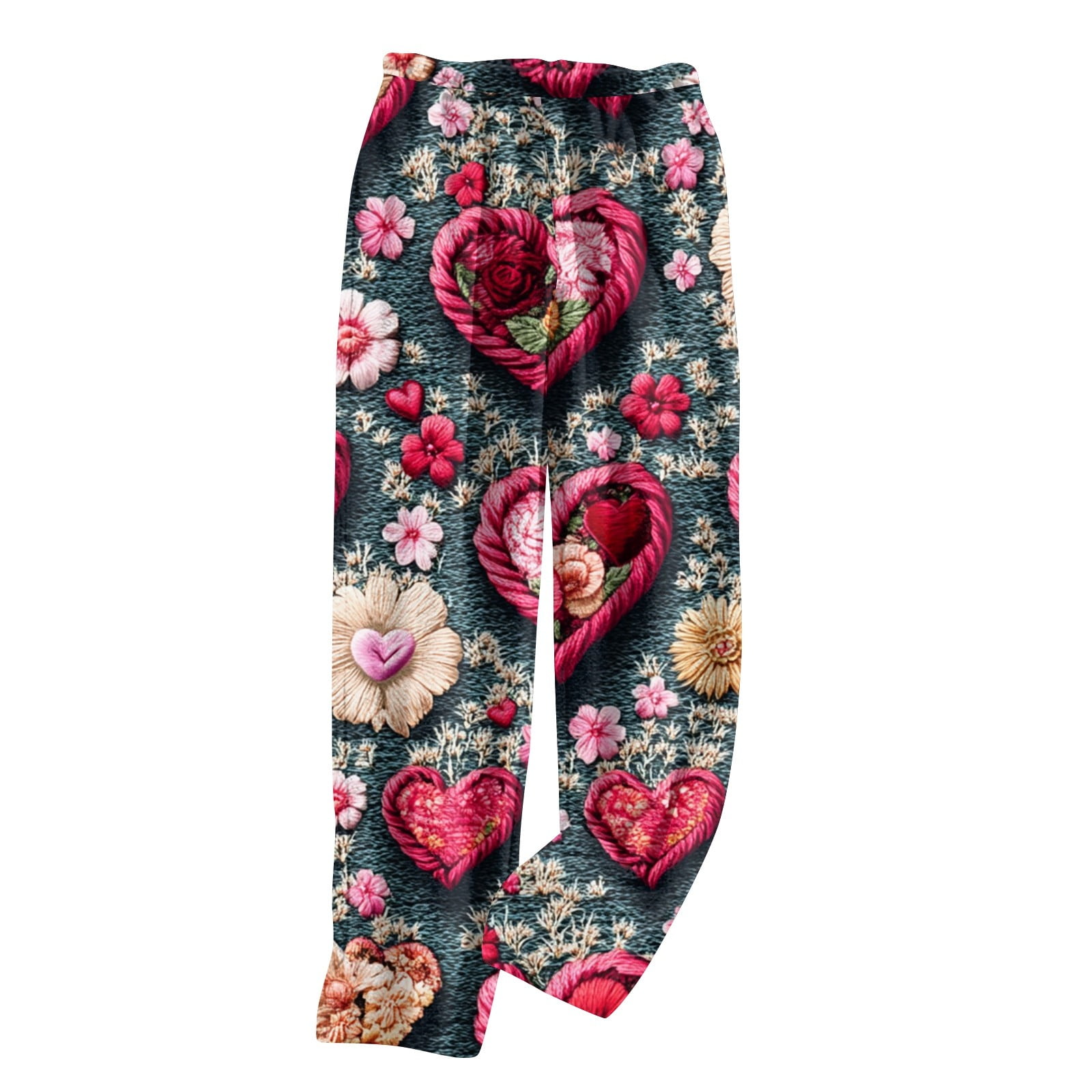 FrzhBrz Valentines Day Women's Cotton Pajama Pants Cute 3D Print Love ...