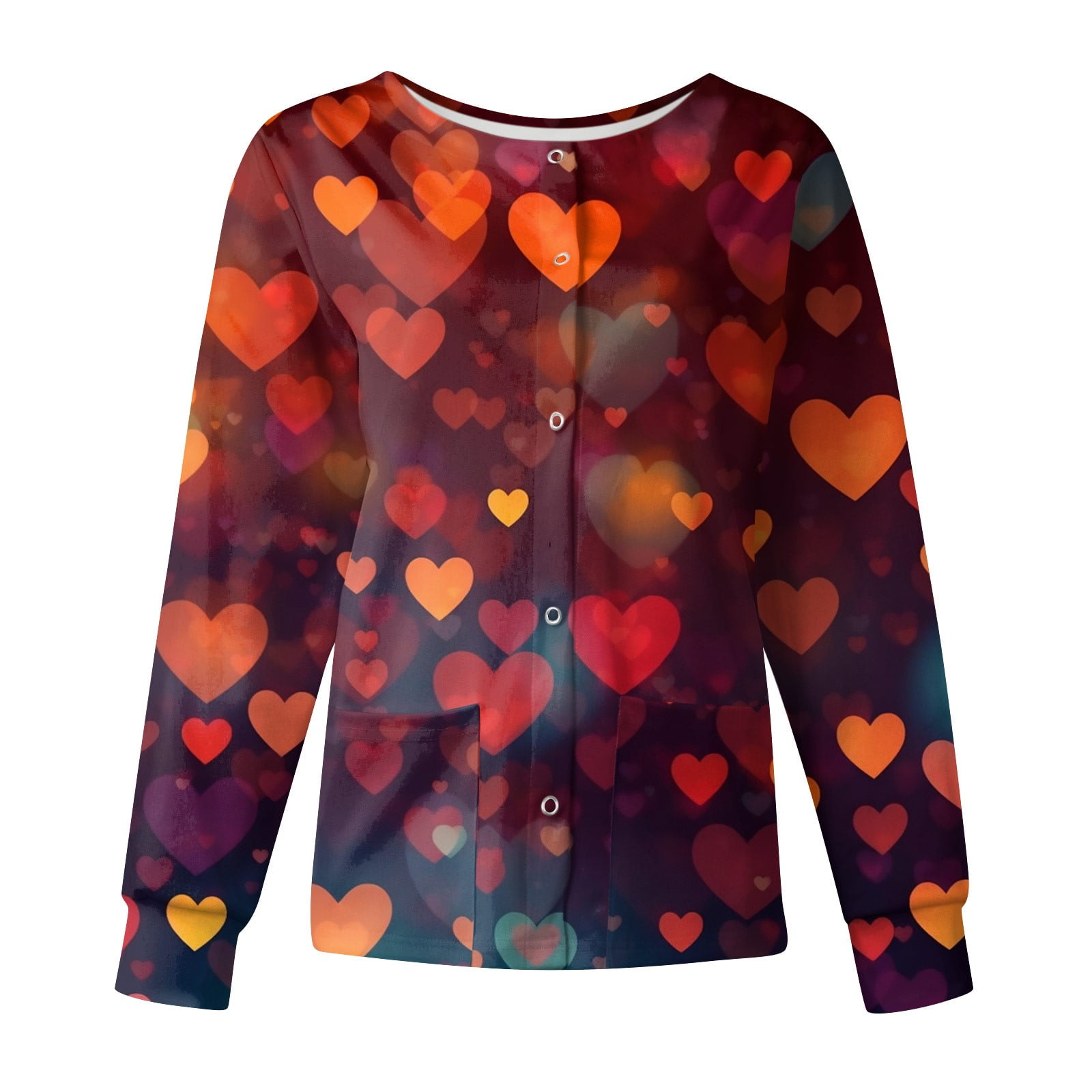 FrzhBrz Valentines Day Womens Scrub Tops Cute Love Heart Long Sleeve ...