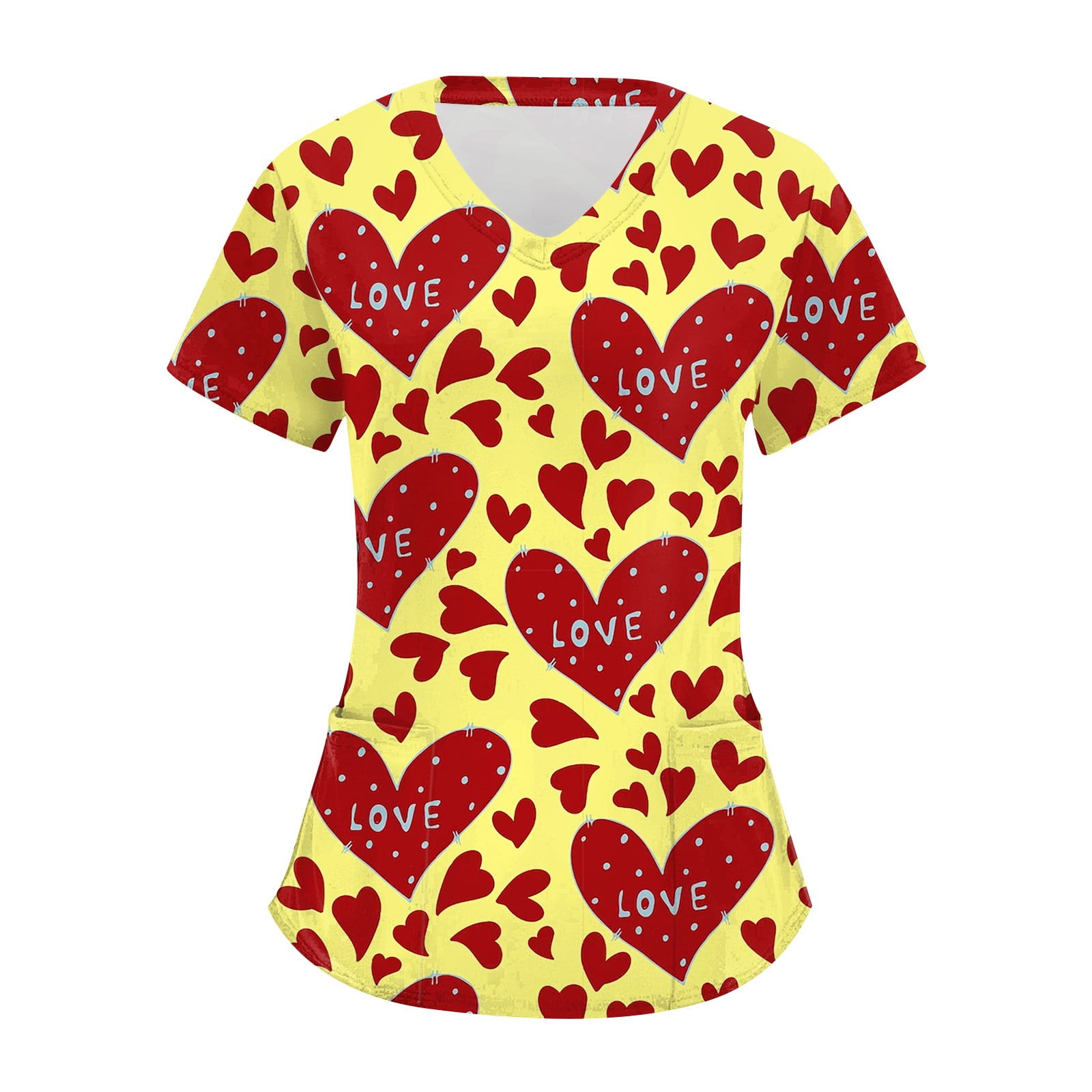 FrzhBrz Valentines Day Womens Scrub Tops Plus Size Scrubs Stretchy Nursing Plus Size Scrubs Cute ...