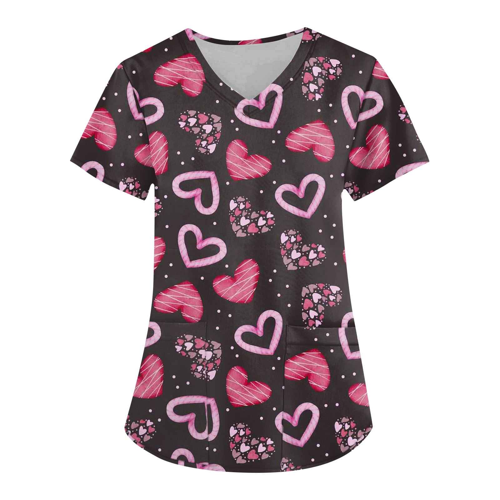 FrzhBrz Valentines Day Womens Scrub Tops Plus Size Scrubs Stretchy ...