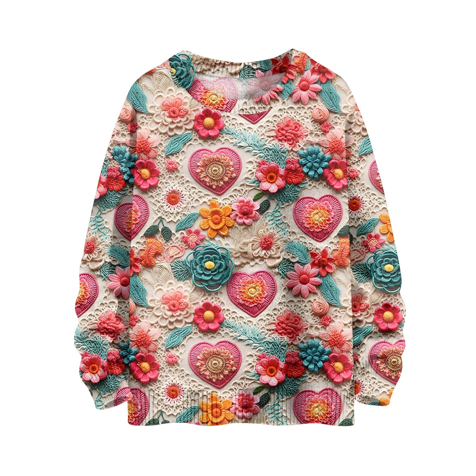 FrzhBrz Valentines Day Womens Sweaters Love Heart Printed Soft Pullover ...