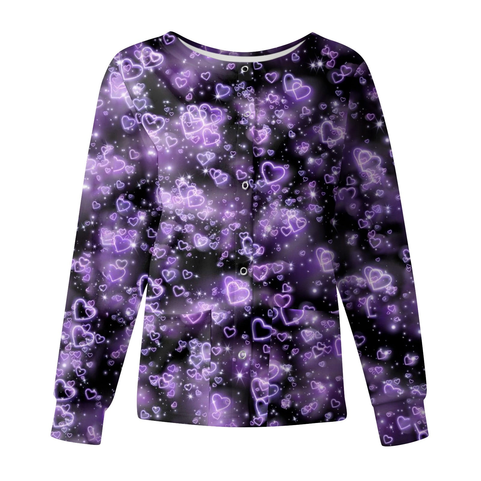 FrzhBrz Valentines Long Sleeve Button Down Scrub Jackets for Women Cute ...