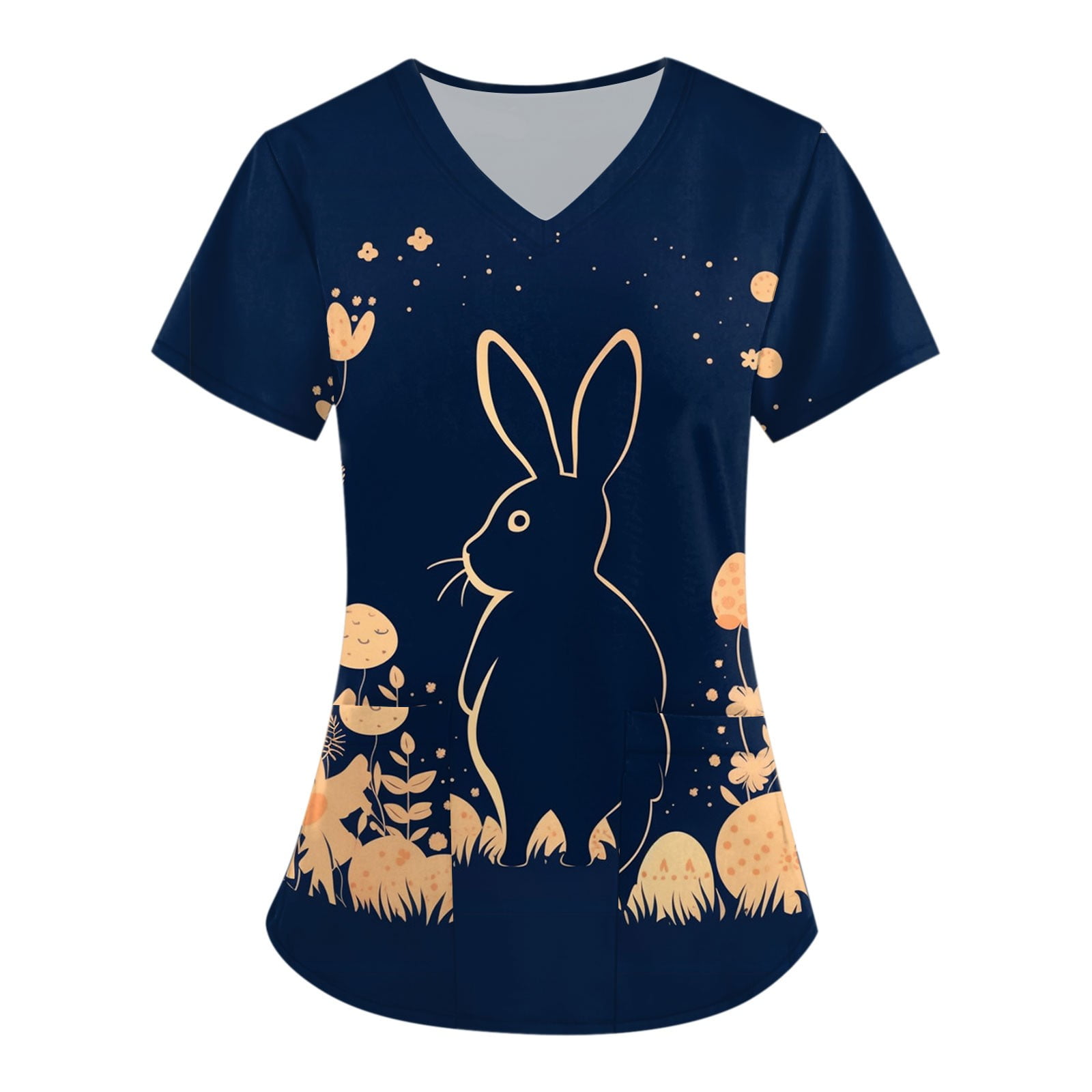 FrzhBrz Women Scrubs Tops Cute Bunny Scrub Working Uniform Basic V Neck ...