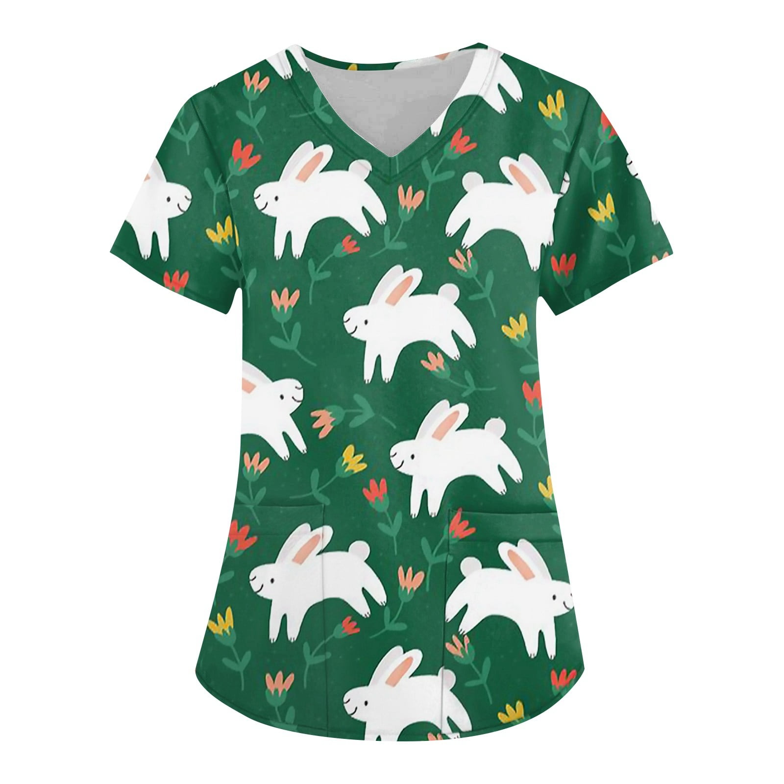 FrzhBrz Women's Plus Size Work Uniform Short Sleeve V-Neck Scrubs for ...