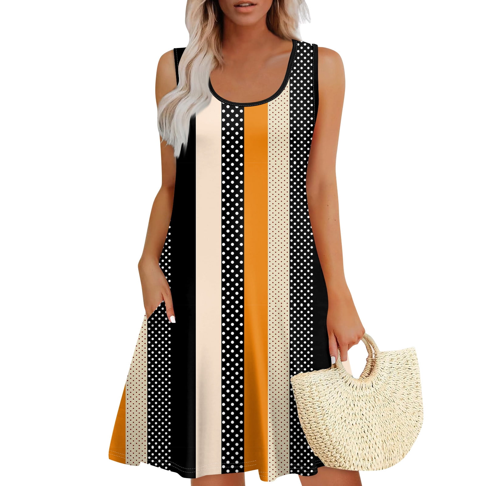 FrzhBrz Women's Sundresses Plus Size Tie Dye Summer Dresses Casual Midi ...