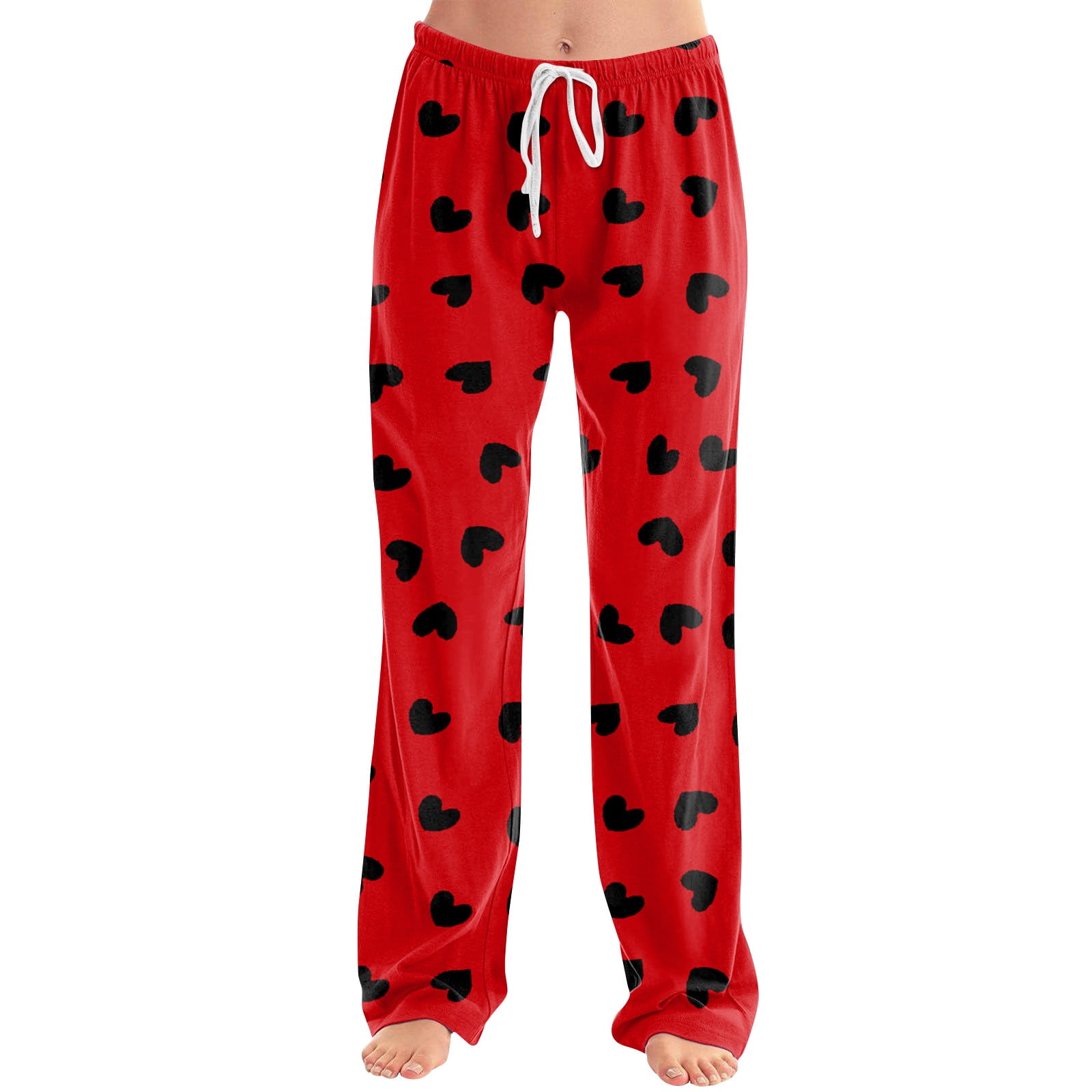 FrzhBrz Womens Cute Pajama Pants Valentines Day Polka Dot Stretchy Wide ...