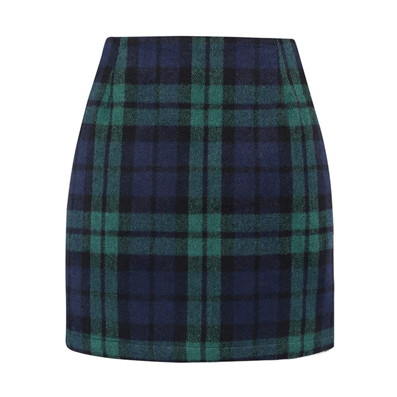 FrzhBrz Womens Fall Plaid Bodycon Mini Skirts High Elastic Wasit Short ...