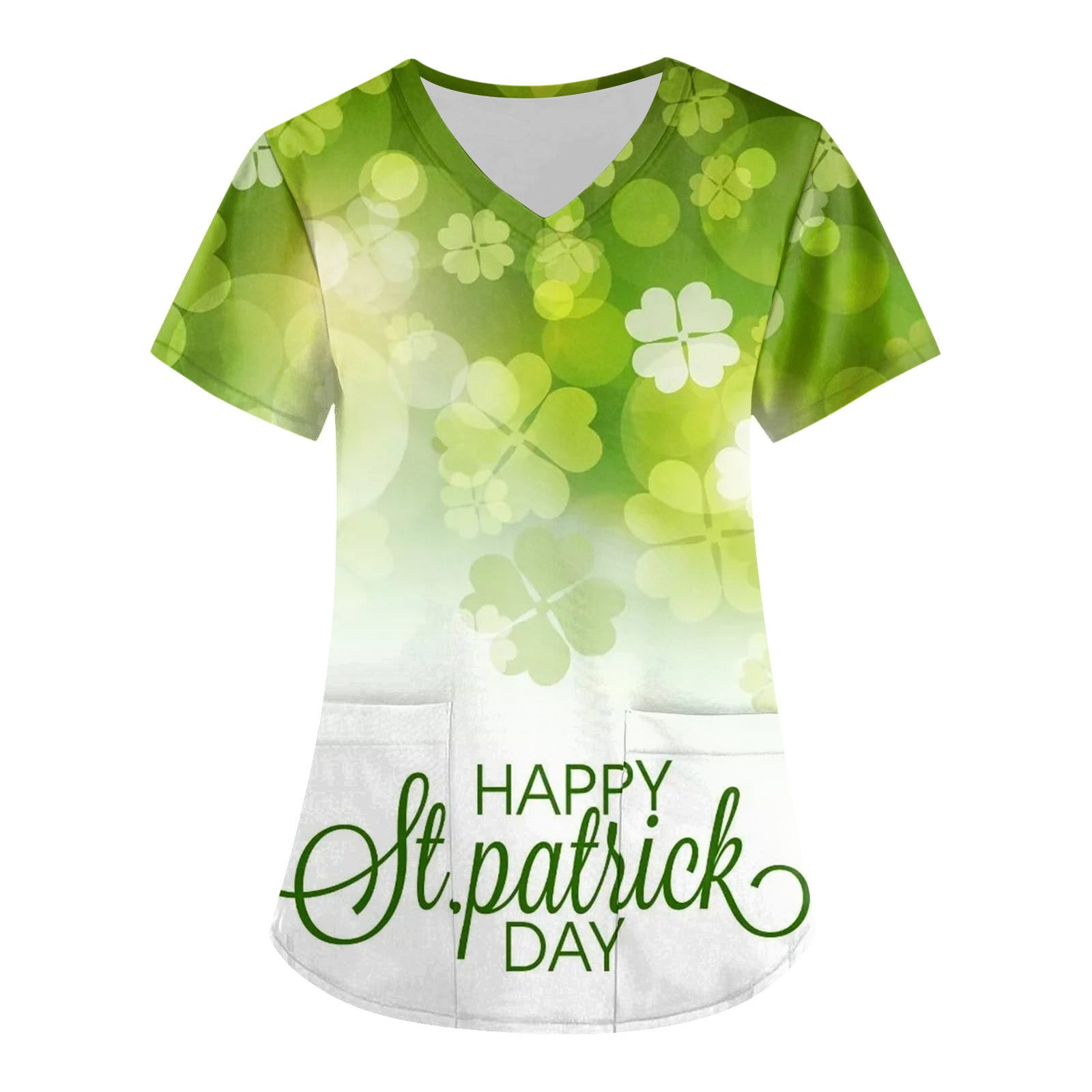 FrzhBrz Womens St.Patricks Day Scrubs Tops Stretchy V Neck Scrub Short ...