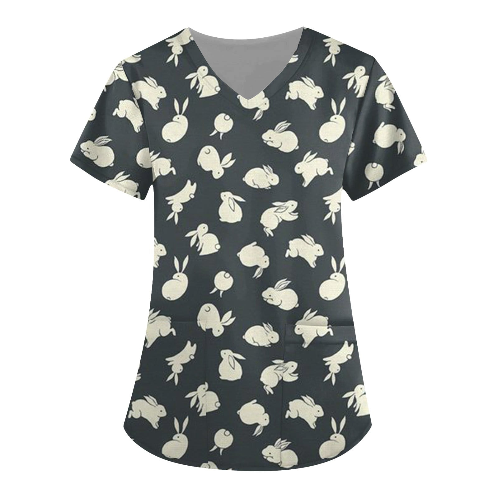 FrzhBrz Womens Working Uniform Short Sleeve V-Neck Scrubs for Women ...