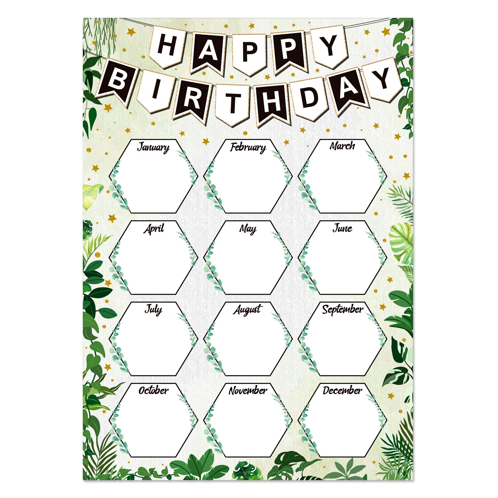 Fsaoor Boho Greenery Happy Birthday Chart for Classroom Birthday Poster ...