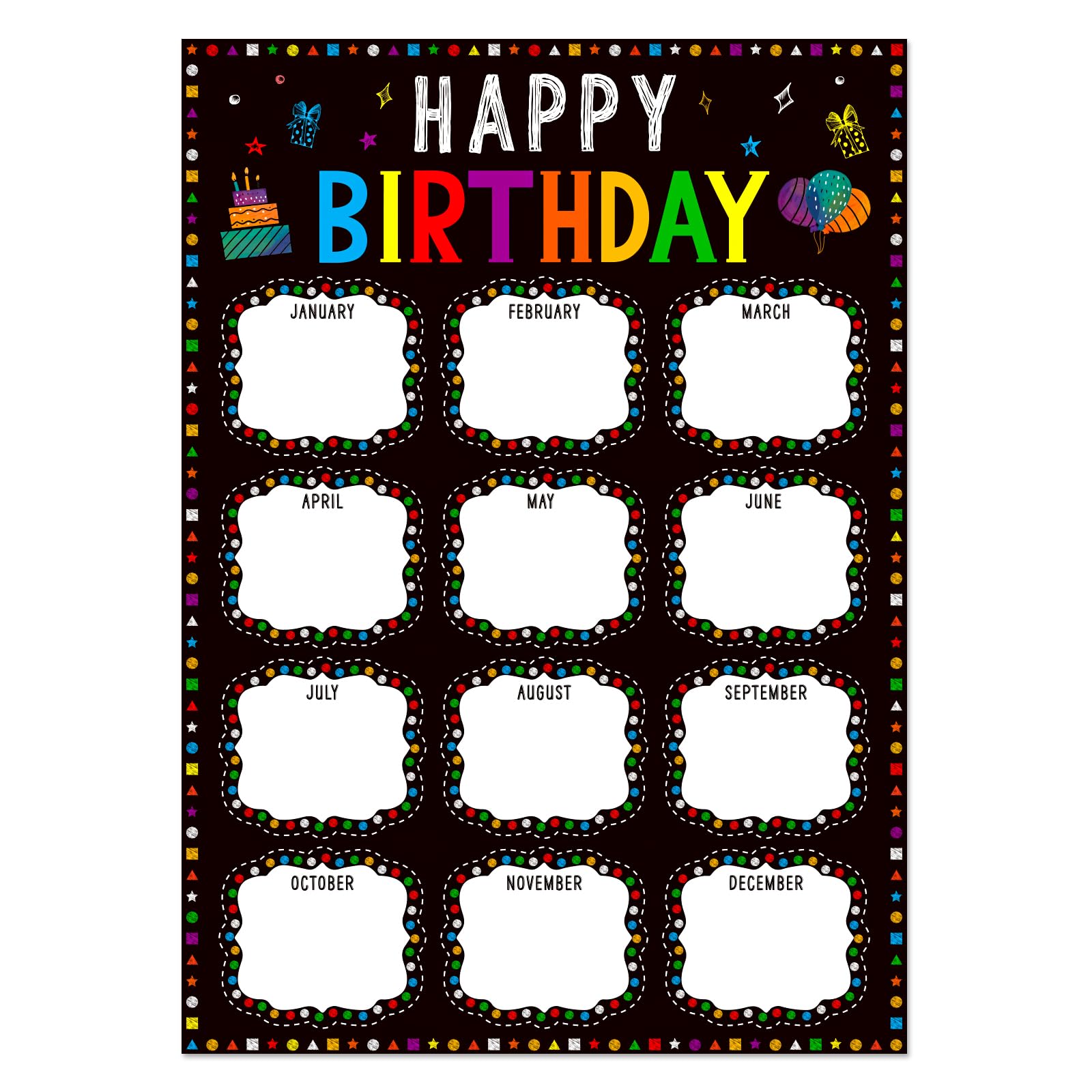 Fsaoor Happy Birthday Chart Poster for SMRClassroom - Confetti Birthday ...