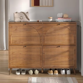 FANRAL, Shoe Cabinet with 3 Flip Drawers, Large Capacity, Brown ...