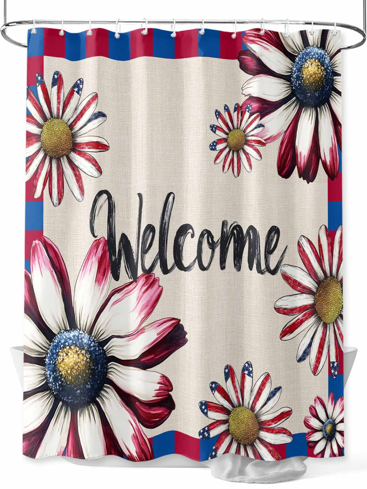 Fsddascl 4th of July Shower Curtain Set - 36" x 78" Washable Bathtub ...