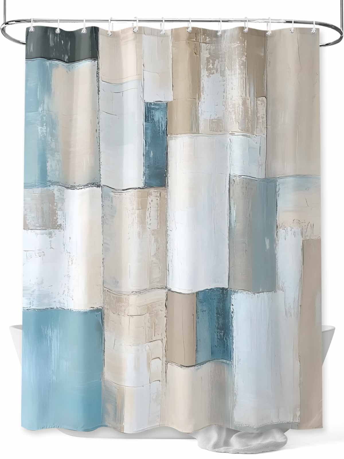 Fsddascl Abstract Blue Brown Shower Curtain Set - 66" x 72" Washable ...
