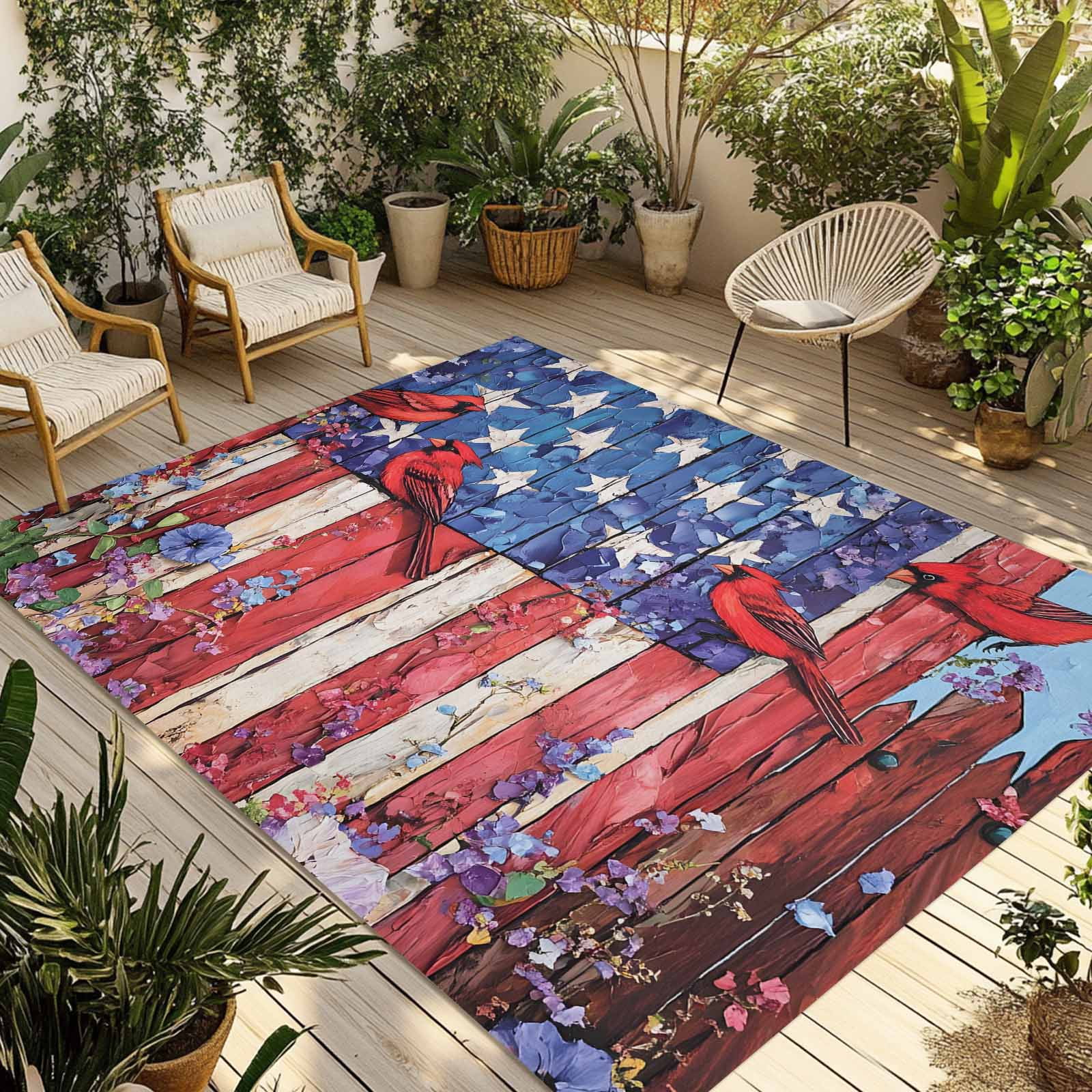 Fsddascl American Flag Outdoor Rug for Patio/Deck/Porch, Non-Slip Large ...