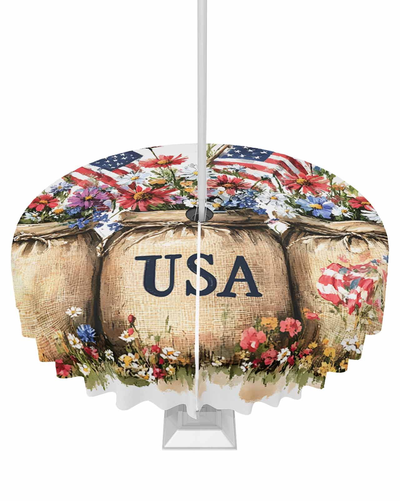 Fsddascl American Flag Outdoor Tablecloth - 54 Inch Round Dining Table ...