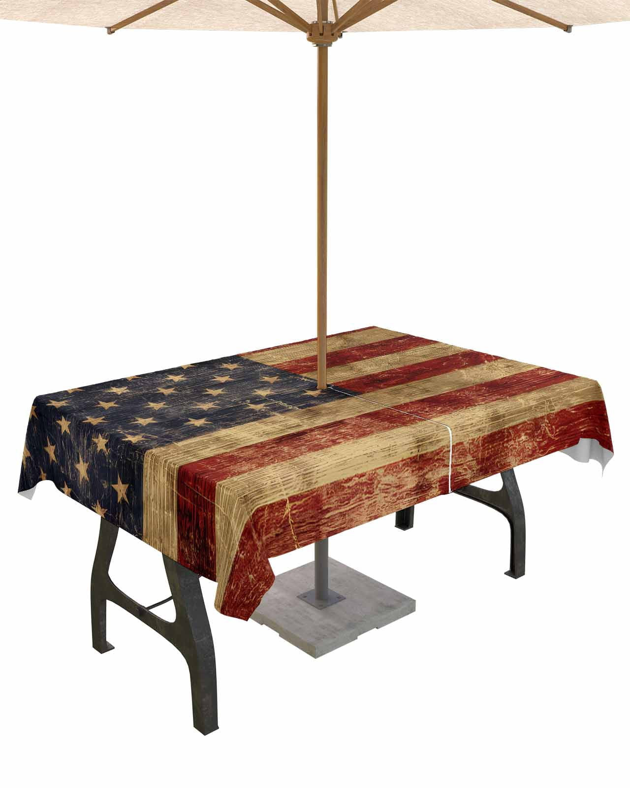 Fsddascl American Flag Outdoor Tablecloth - 54x80 Inch Rectangle Dining ...