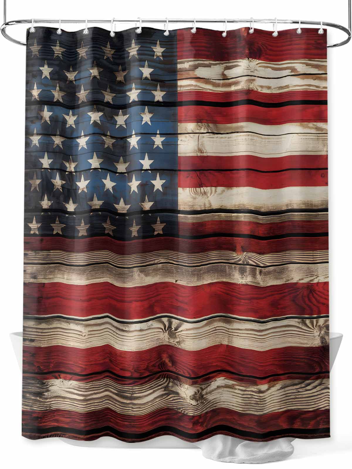 Fsddascl American Flag Shower Curtain Set - 48" x 72" Washable Bathtub ...