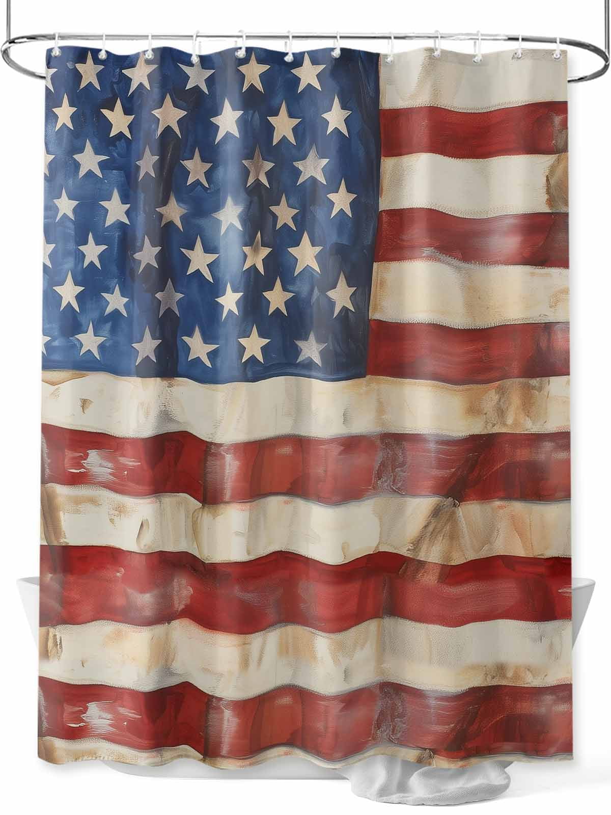 Fsddascl American Flag Shower Curtain Set - 60" x 72" Washable Bathtub ...
