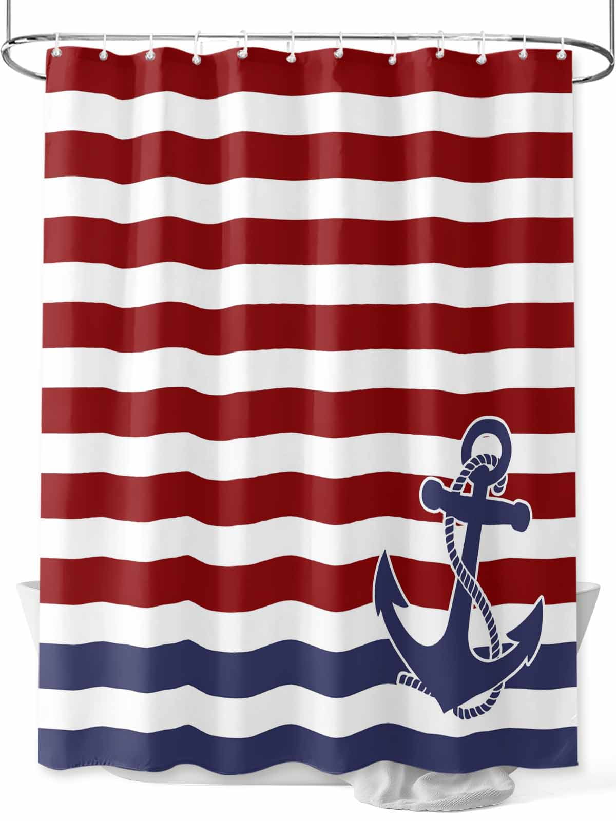 Fsddascl Anchor Red Shower Curtain Set - Extra Long 72" x 96" Washable ...