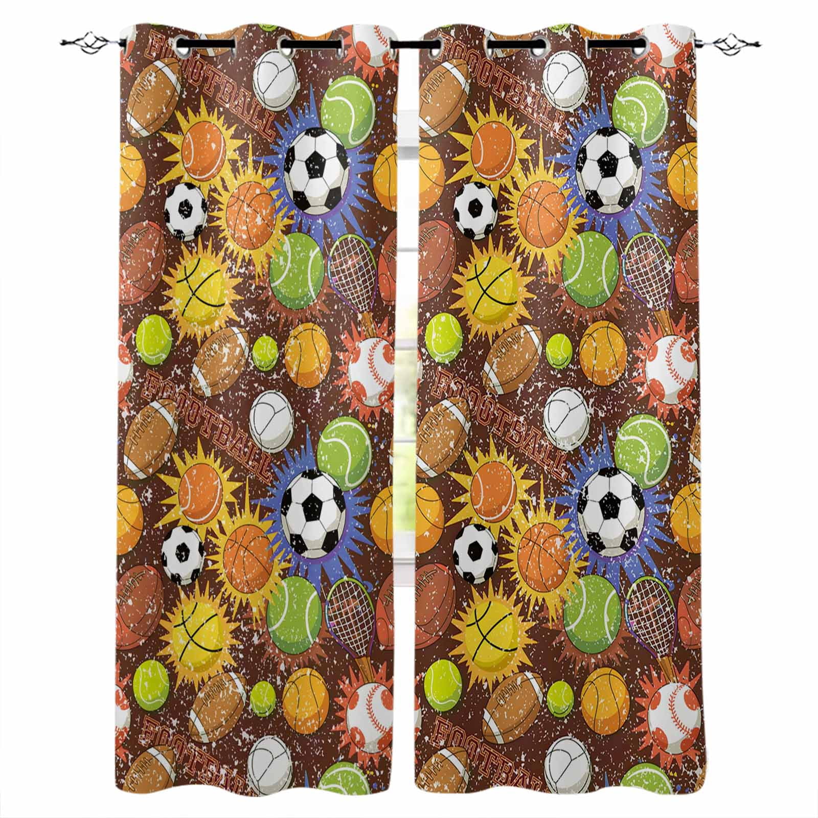 Fsddascl Ball Games Blackout Curtains for Bedroom/Living Room, Thermal ...