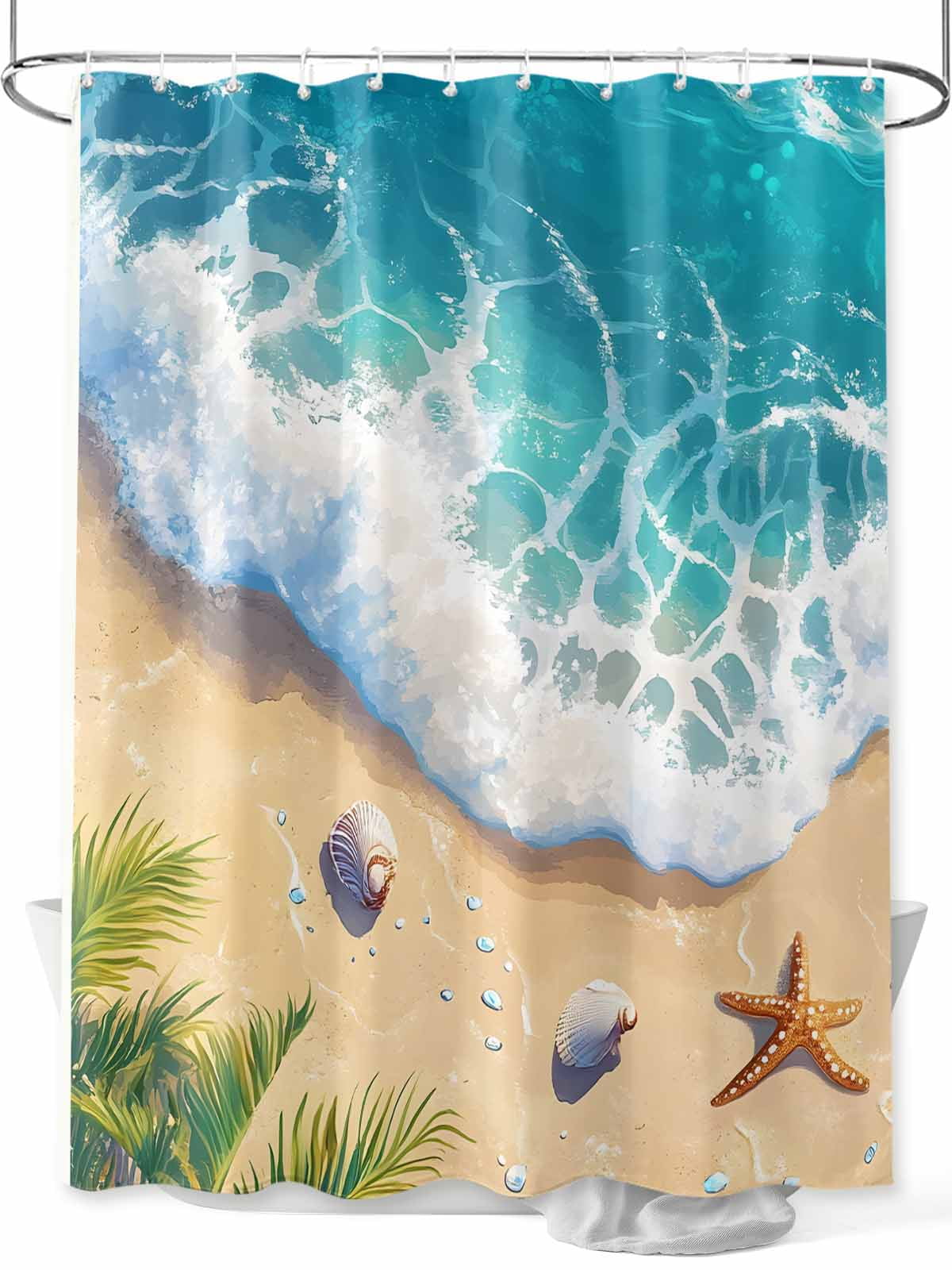 Fsddascl Beach Coastal Shower Curtain Set - 60" x 72" Washable Bathtub ...