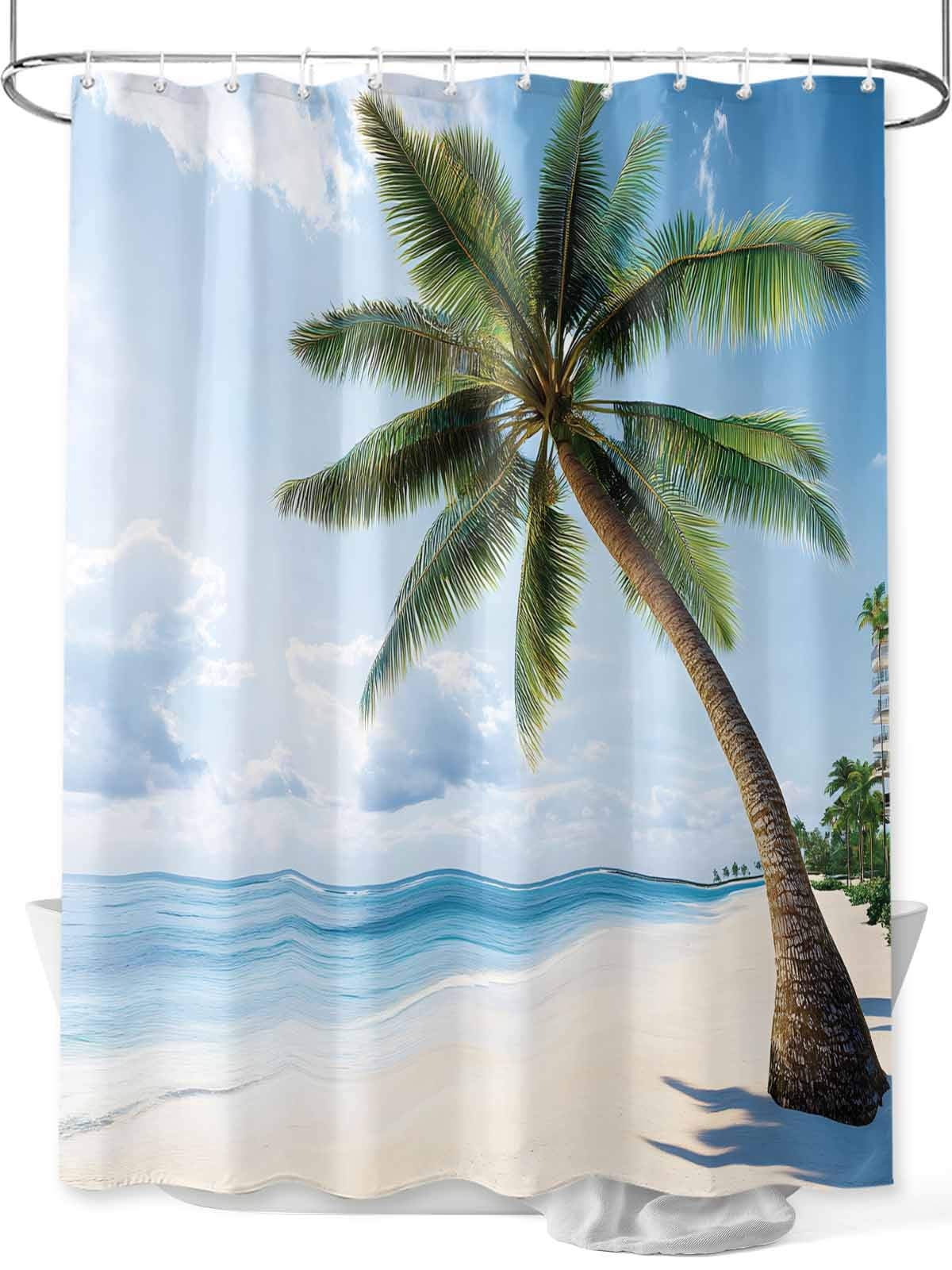 Fsddascl Beach Palm Tree Shower Curtain Set - 36" x 78" Washable ...
