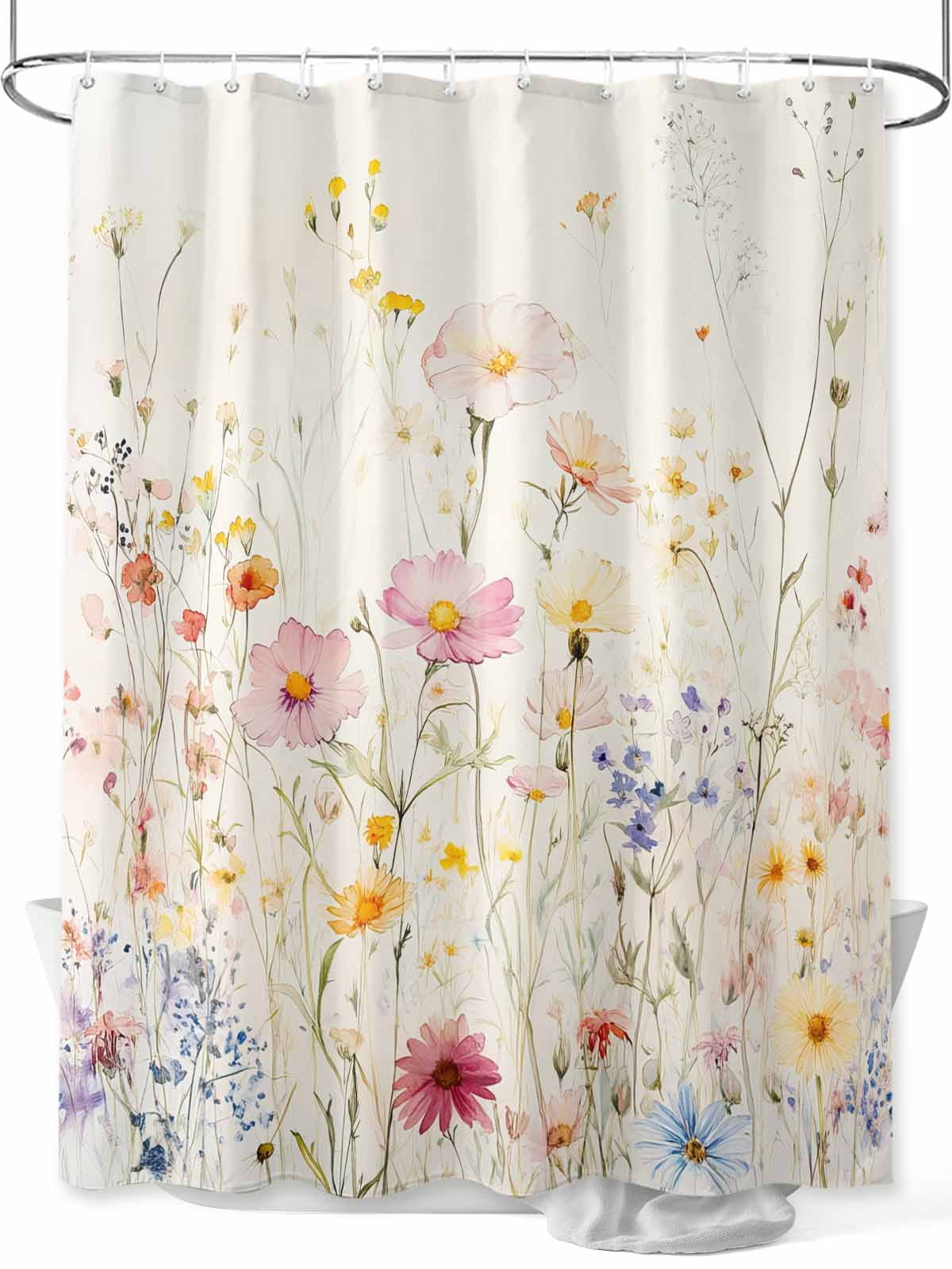 Fsddascl Beige Floral Spring Shower Curtain Set - 54" x 78" Washable ...