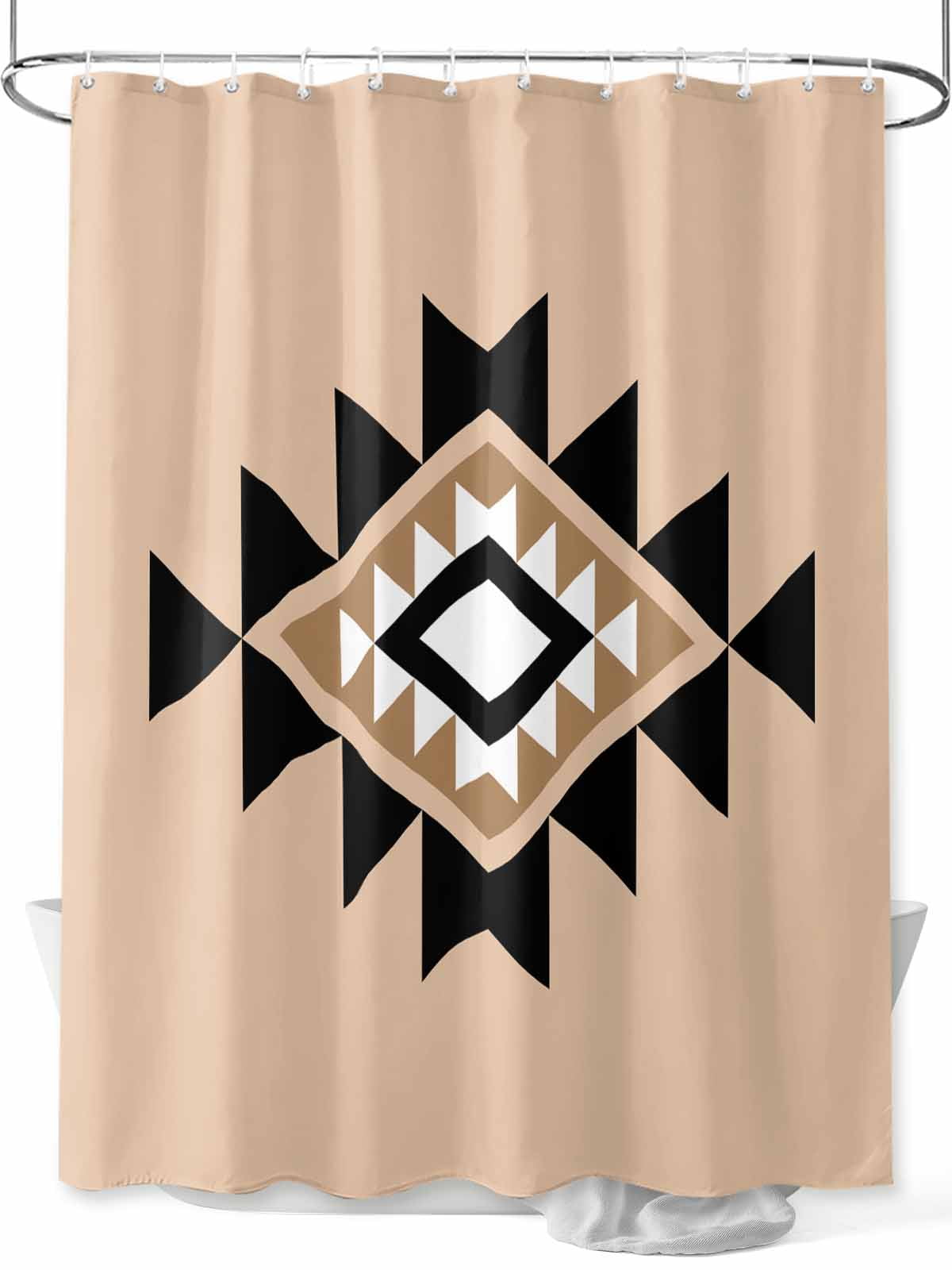 Fsddascl Black Khaki Boho Shower Curtain Set - 66" x 72" Washable Bathtub Curtain with 12 Hooks ...