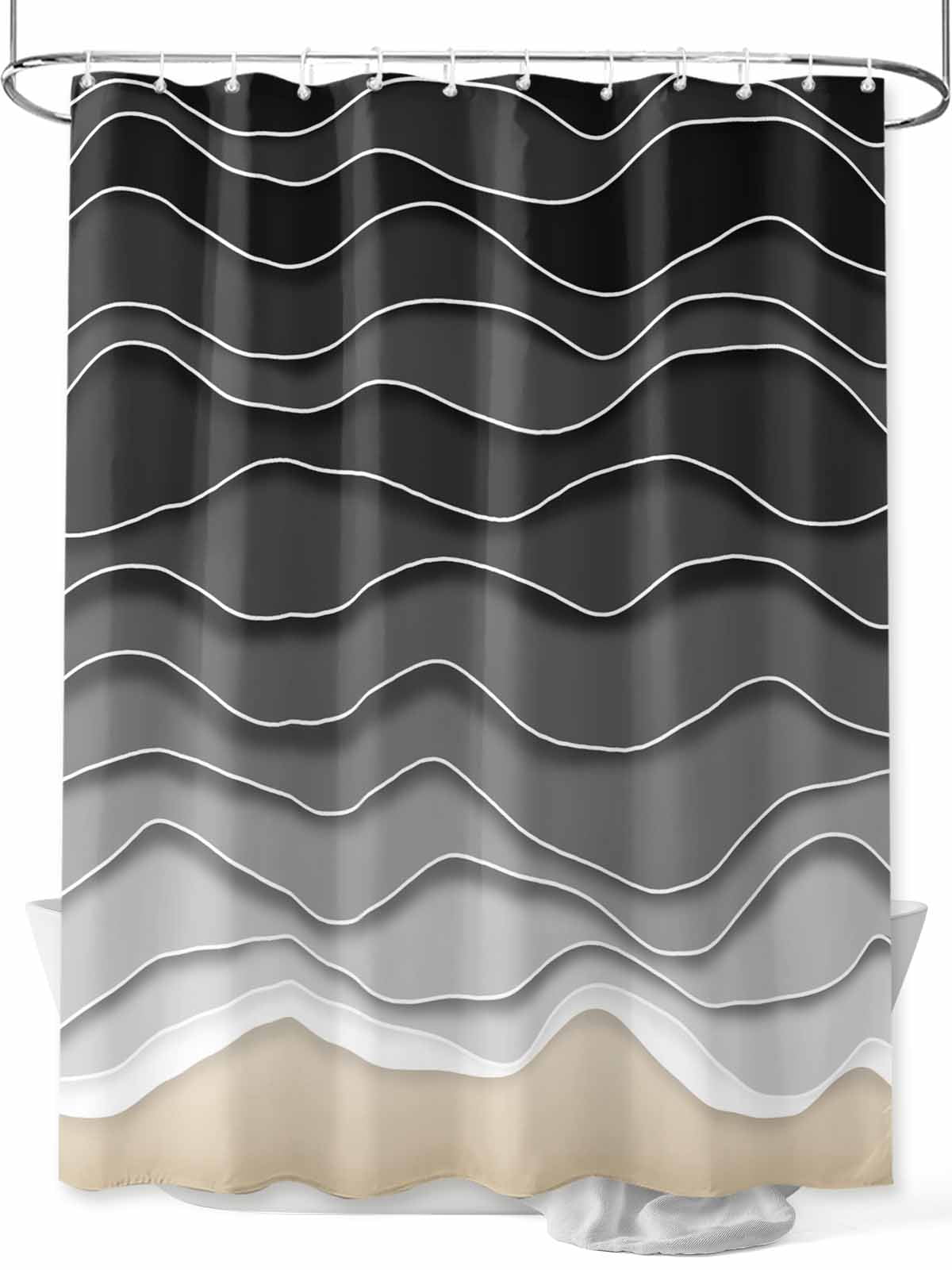 Fsddascl Black Ocean Waves Shower Curtain Set - Extra Long 72" x 96 ...