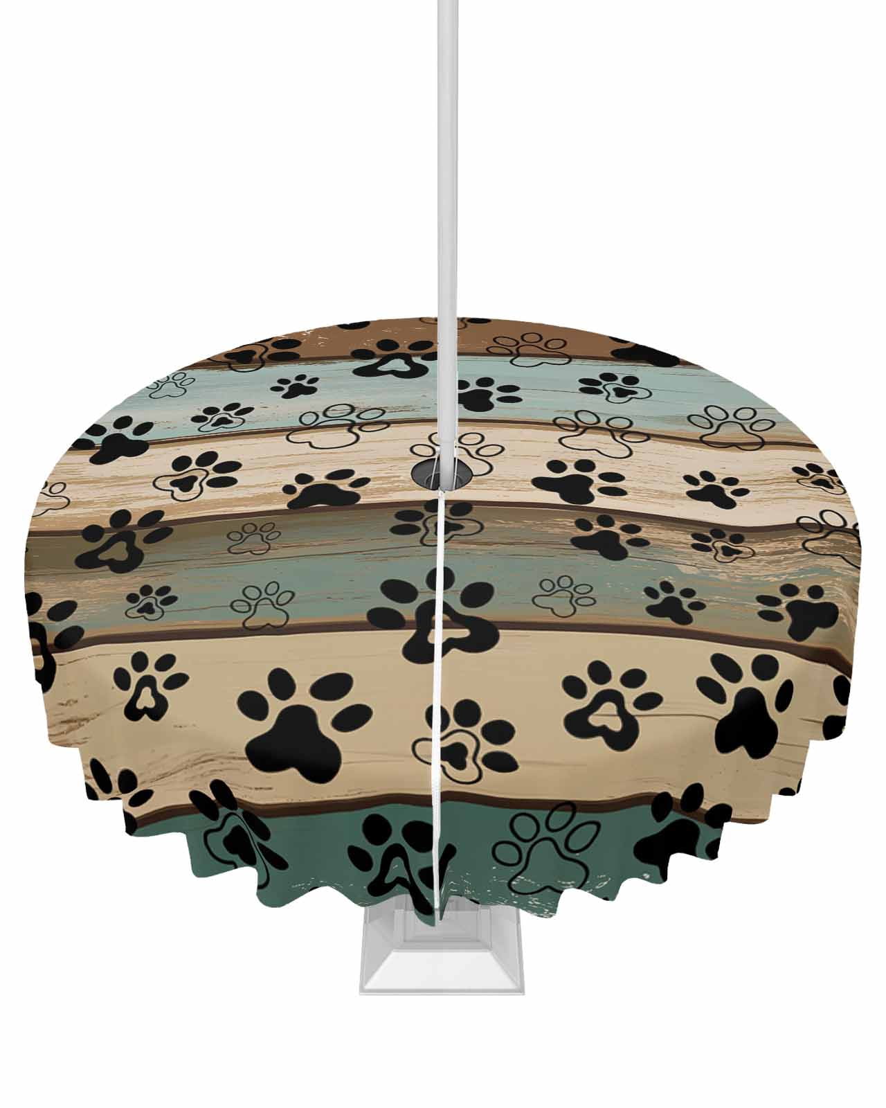 Fsddascl Black Paw Print Outdoor Tablecloth - 60 Inch Round Dining ...