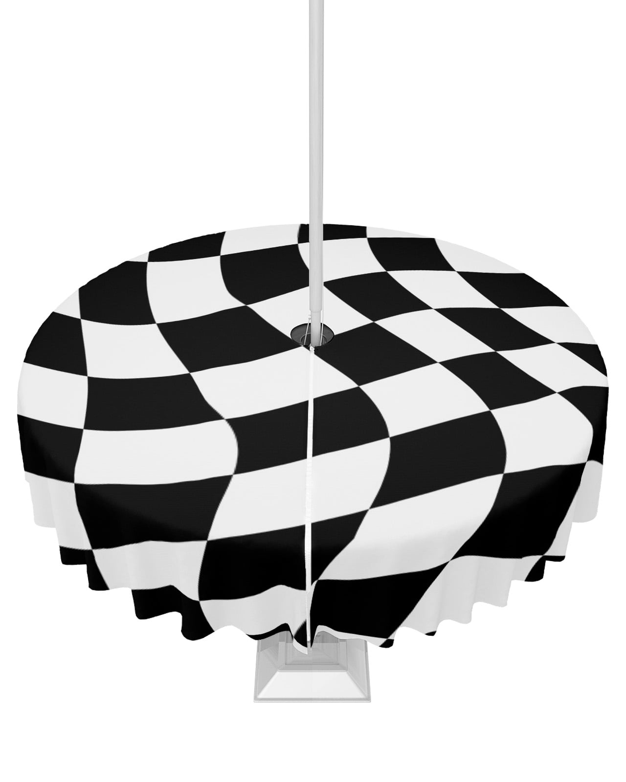 Fsddascl Black and White Checkered Outdoor Tablecloth - 54 Inch Round ...