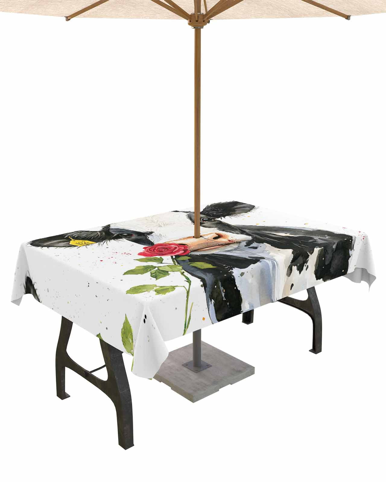 Fsddascl Black White Cow Outdoor Tablecloth - 60x102 Inch Rectangle ...