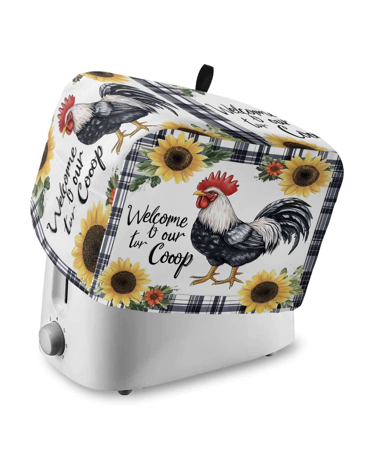 Fsddascl Black White Retro Rooster Small Toaster Cover 2 Slice, Kitchen ...