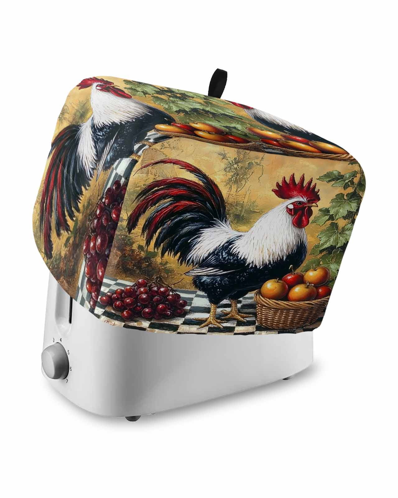 Fsddascl Black White Retro Rooster Toaster Cover 2 Slice, Small Kitchen ...
